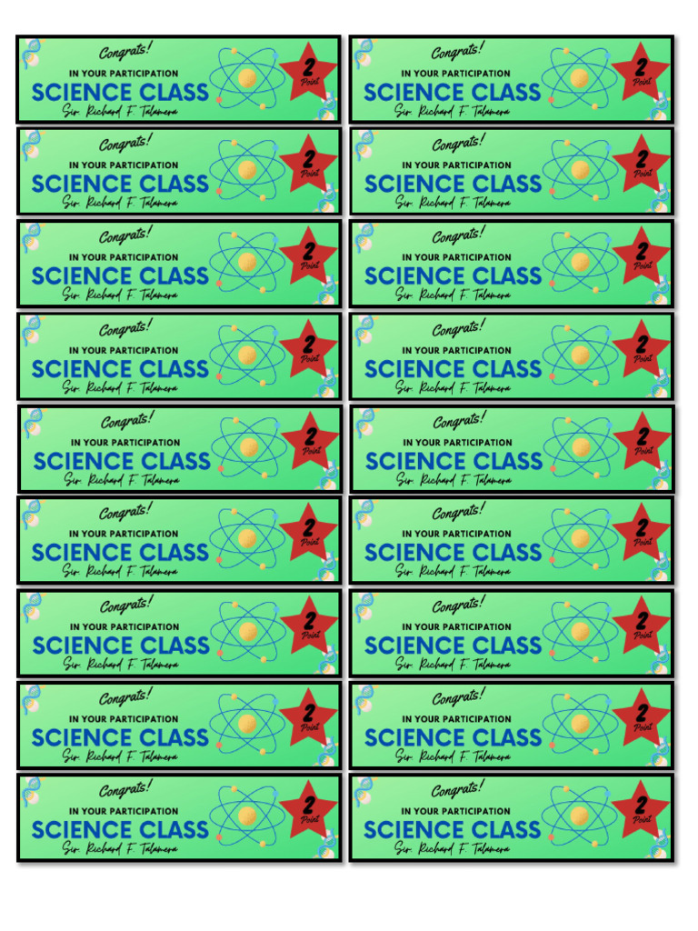 Science Class Tickets | PDF