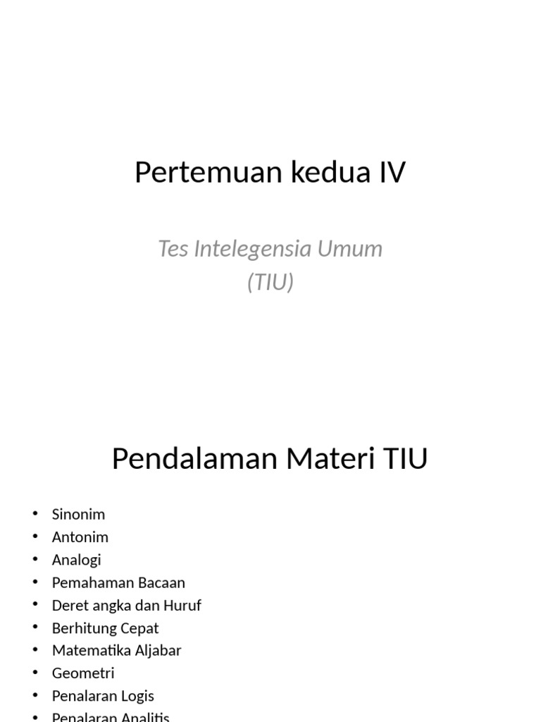 Pertemuan IV TIU | PDF