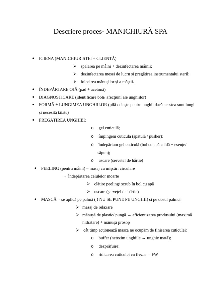 Descriere Proces - MANICHIURA SPA | PDF