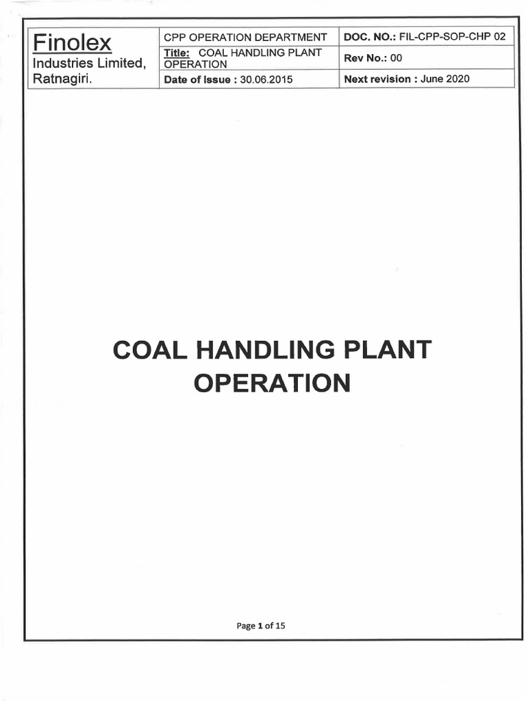 Sop CHP Operation - CHP 02 | PDF