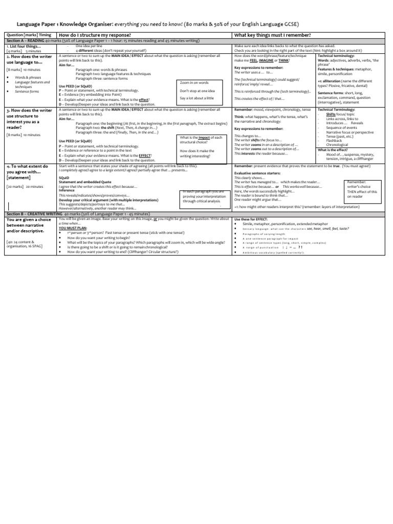 Language Paper 1 | PDF