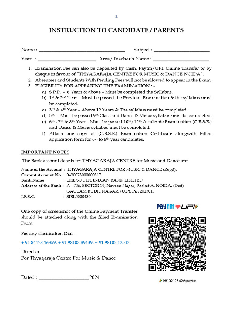 EXAMINATION FORM Dance VVV Important | PDF