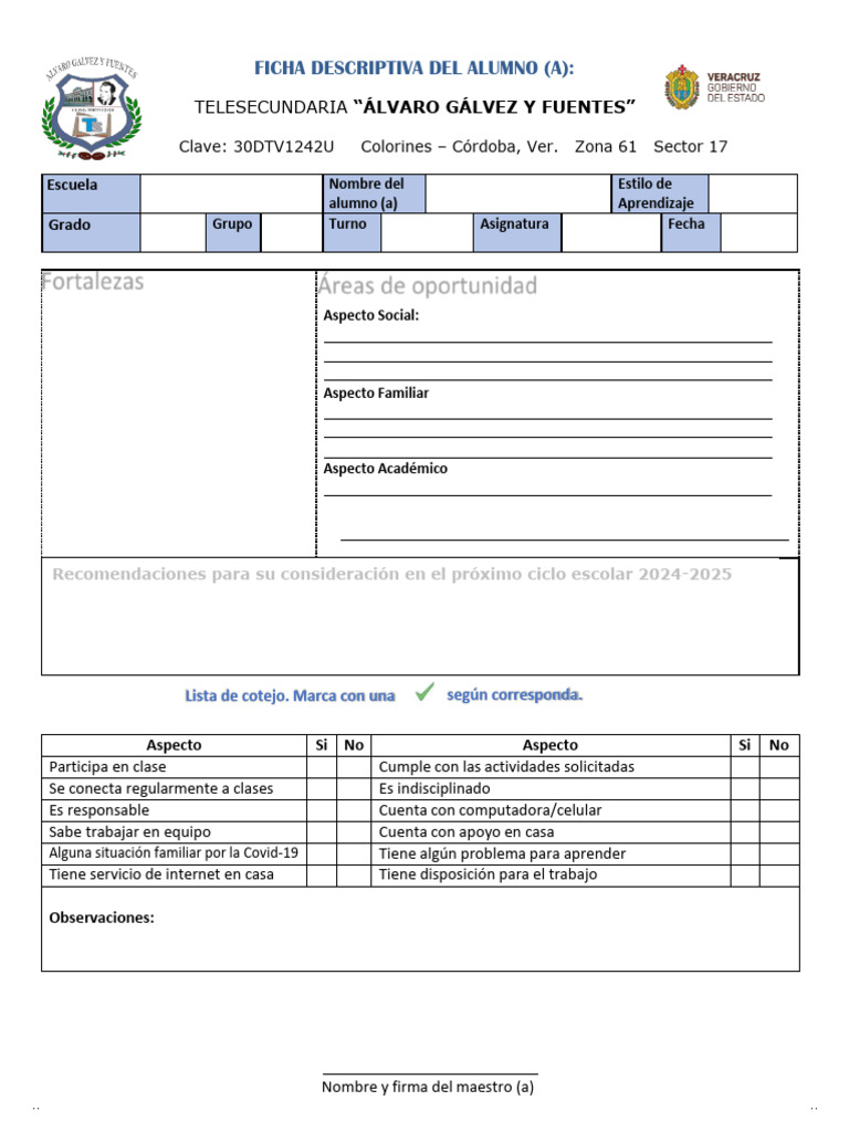 Ficha Descriptiva. Alumnos 2020-2021 (Modificada) - Removed | PDF