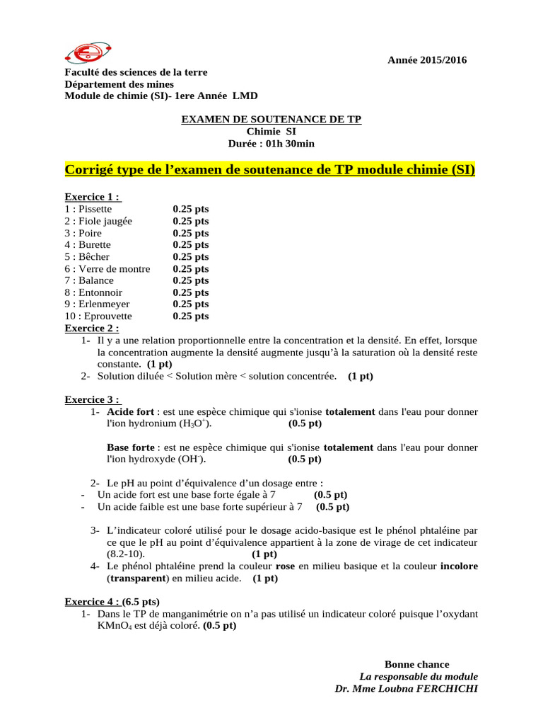 Corrigé Type de L'examen Soutenance TP Mines | PDF