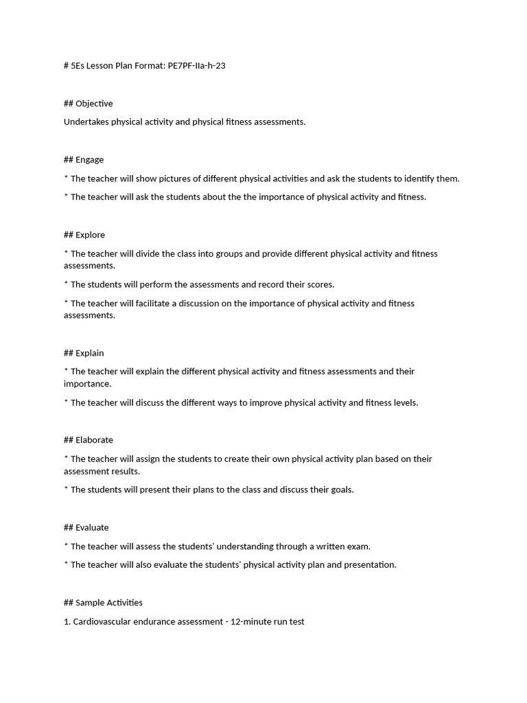 5Es Lesson Plan Format | PDF