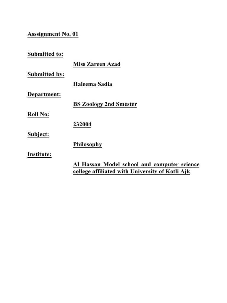Assignment of Philosophy | PDF