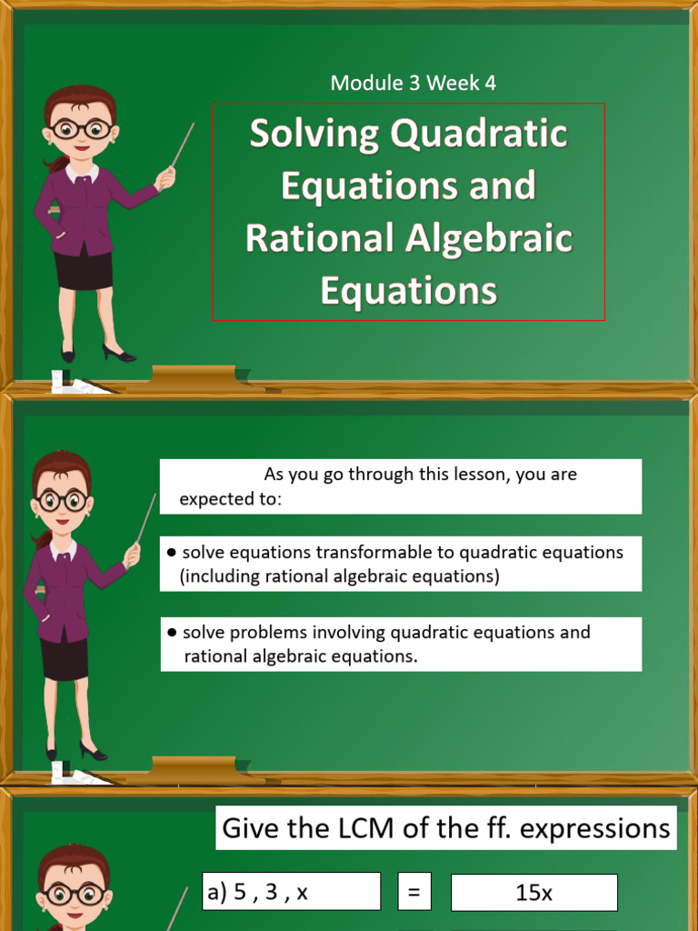 Q1 W4 Solving Quadratic Equations and Rational Algebraic Equations | PDF