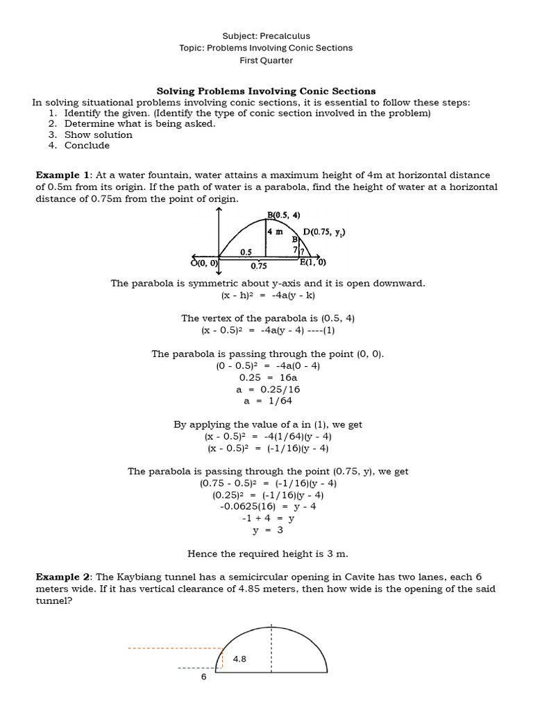 Problems Involving Conic Sections | PDF