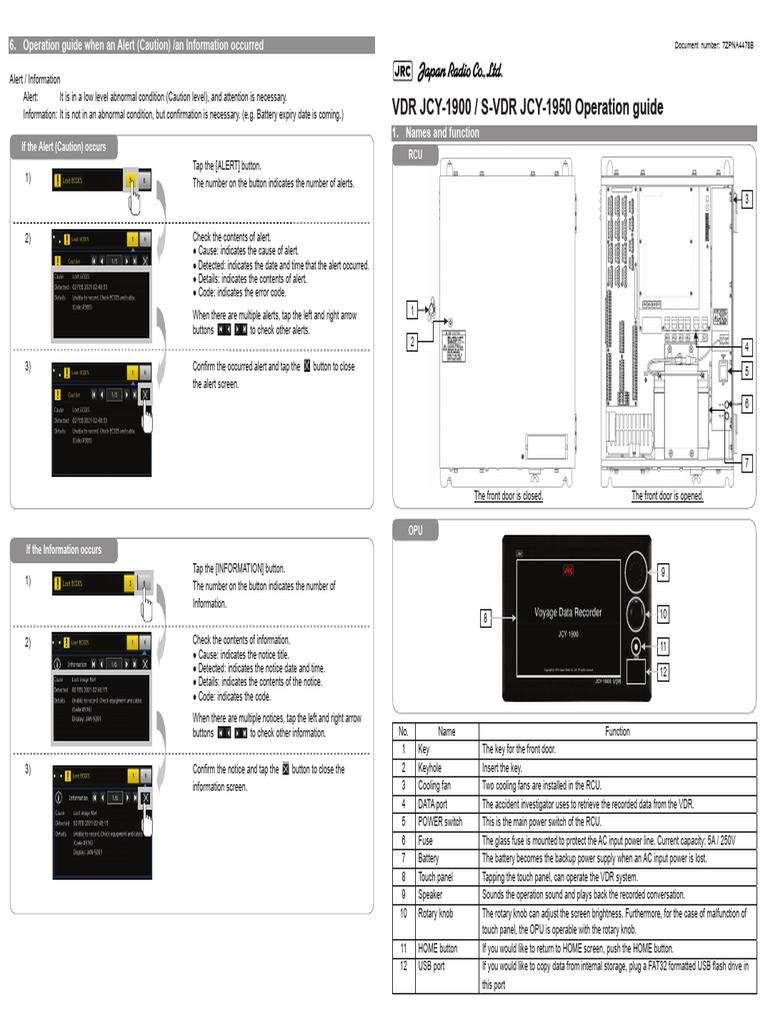 170-VDR JRC JCY-1900-1950 Operation Manual 1-6-2024 | PDF