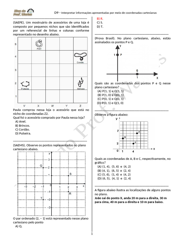 D9 (9º ANO - Mat.) - Blog Do Prof. Warles | PDF