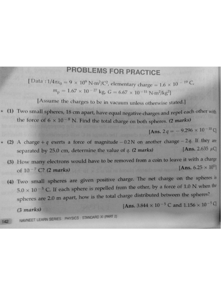 Physics Numericals Assignment (Electrostatic & Magnetism) | PDF