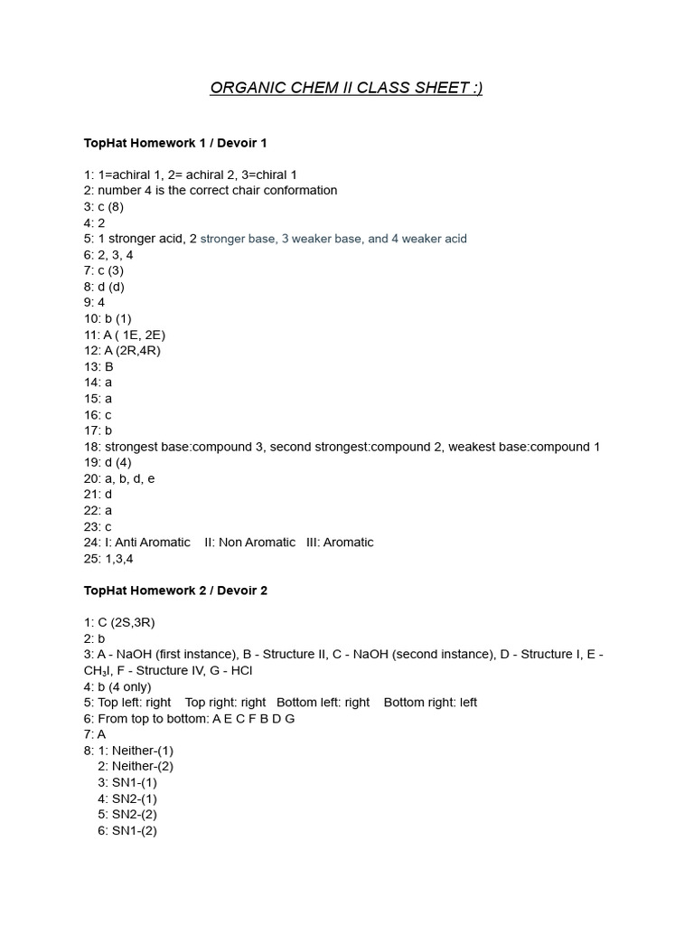 Orgo II Class Sheet | PDF