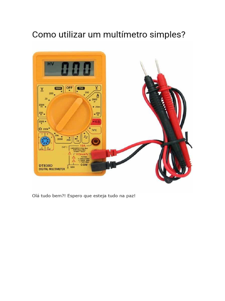 Como Utilizar Um Multímetro Simples | PDF