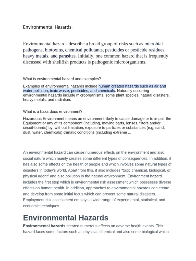 Environmental Hazards | PDF