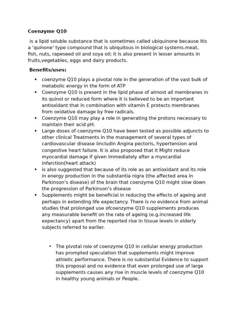 Co Enzyme Q10 | PDF