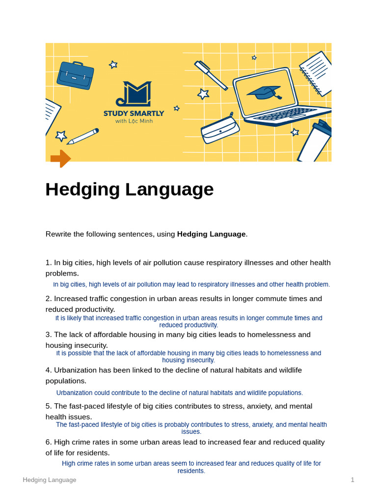 Hedging Language Notion Practice | PDF