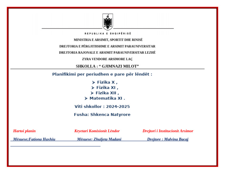 Faqja Pare Planit Vjetor | PDF