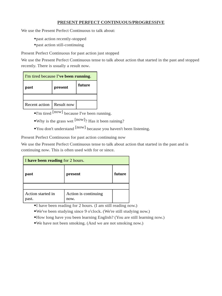 Present Perfect Continuous | PDF