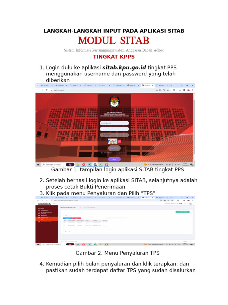 Langkah-Langkah Input Sitab KPPS | PDF