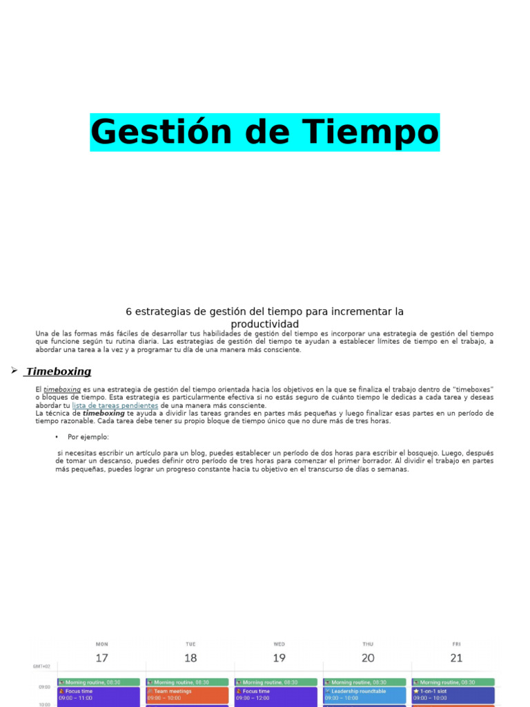 Estrategias Efectivas de Gestión del Tiempo | PDF | Gestión del tiempo ...