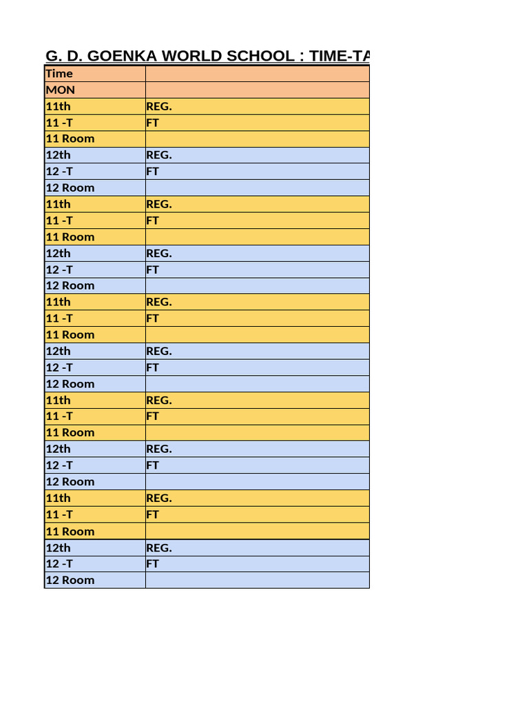 Time Table Grades 11&12 | PDF
