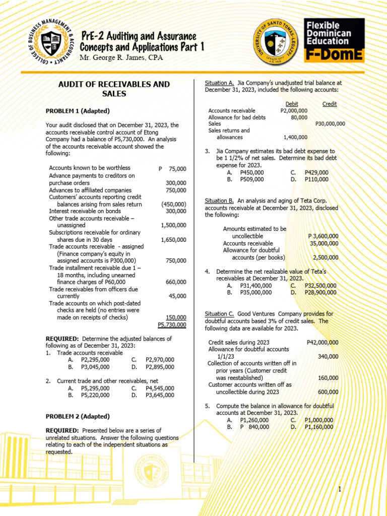 HO 03 Audit of Receivables and Sales | PDF
