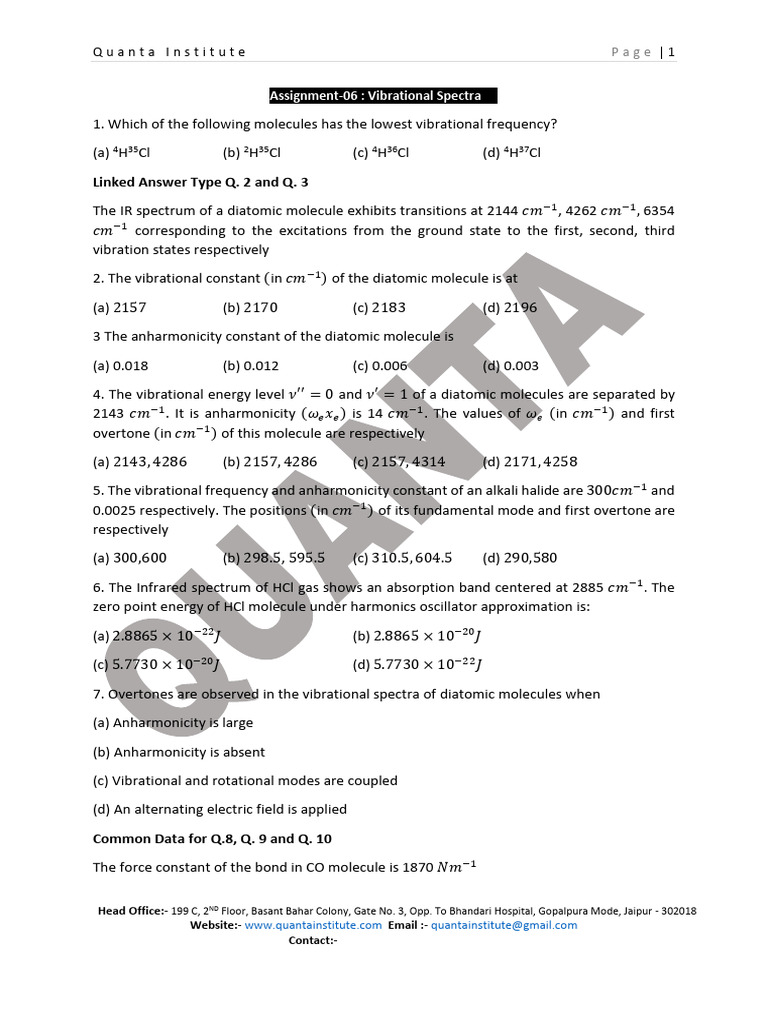 Assignment 06 Vibrational Spectra Pdf