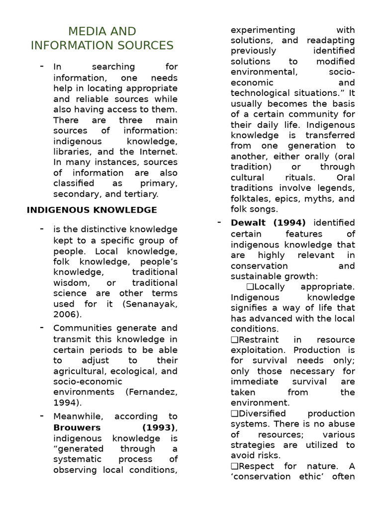 MEDIA AND INFORMATION SOURCES | PDF