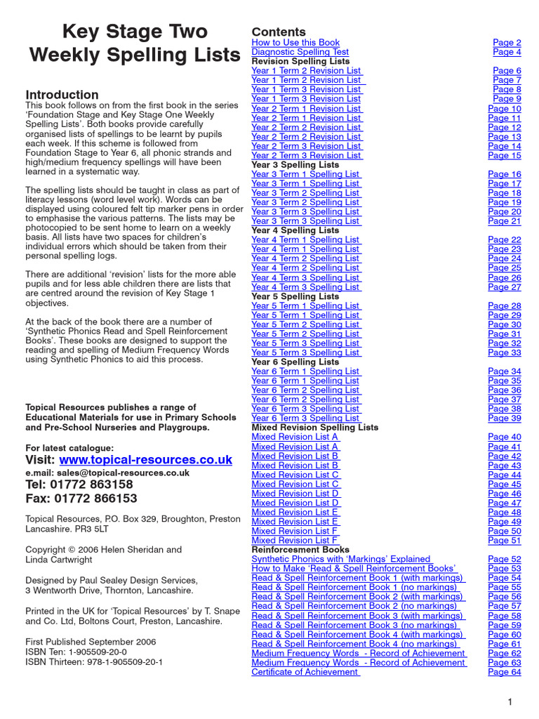 KS2 Weekly Spelling Lists-2 | PDF