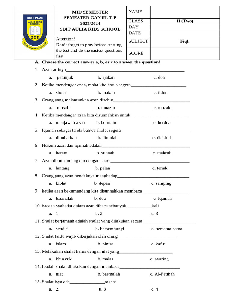 Fiqh Mid Semester | PDF
