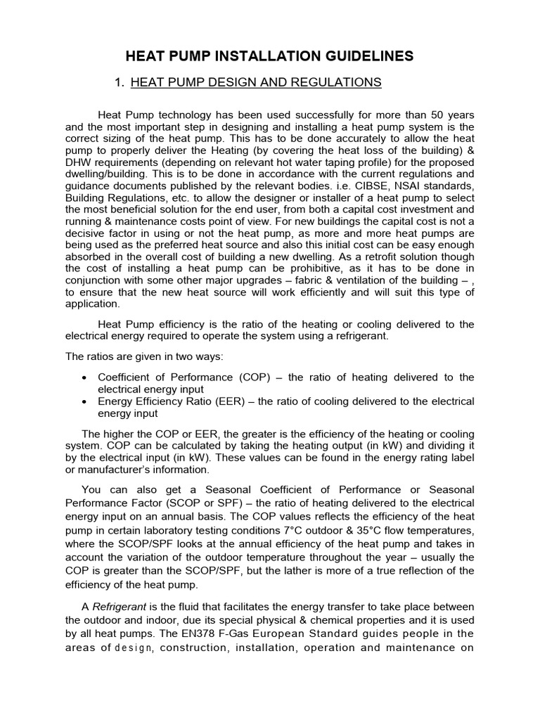 HPAI Heat Pump Code of Practice Installation Guidelines DRAFT | PDF