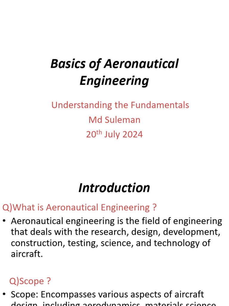 Basics of Aeronautical Engineering | PDF