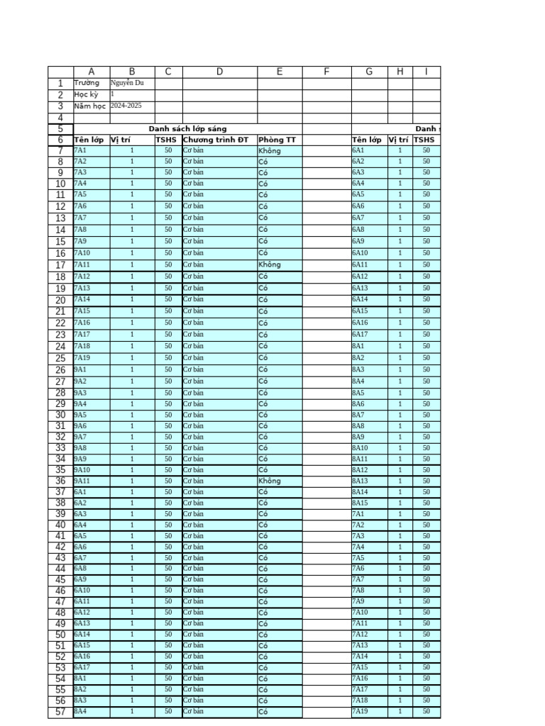01.2 TKB HK1 NH 24 - 25 Áp Dung Từ Ngày 5.9.2024 | PDF