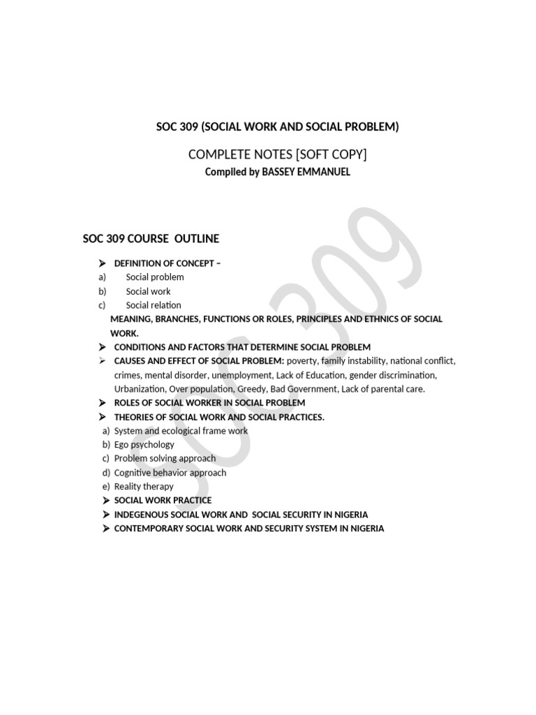 Soc 309 Note by Bassey Emmanuel | PDF