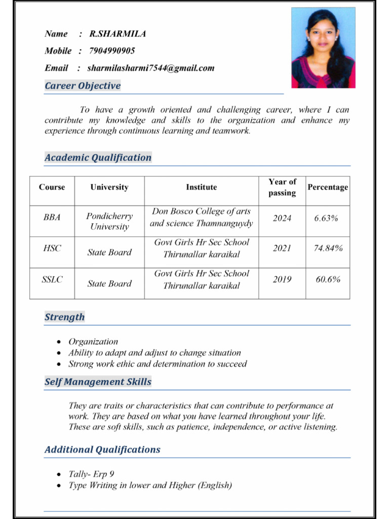 Sharmila Resume | PDF