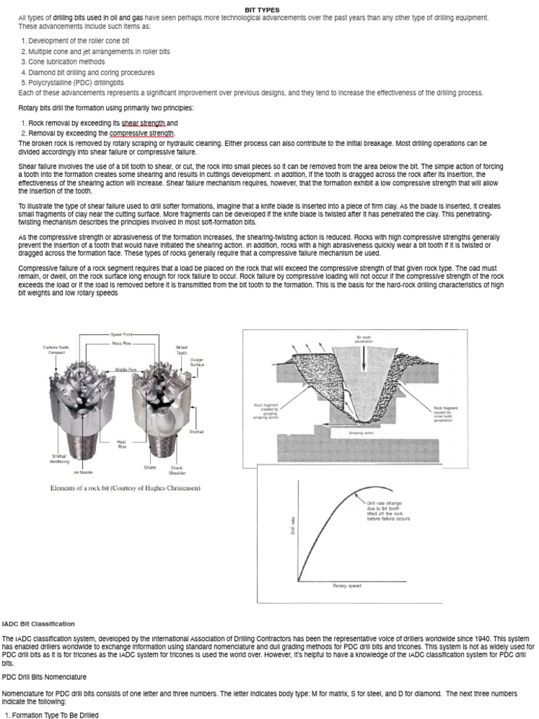 WSG Course BIT AND BHA TYPES | PDF