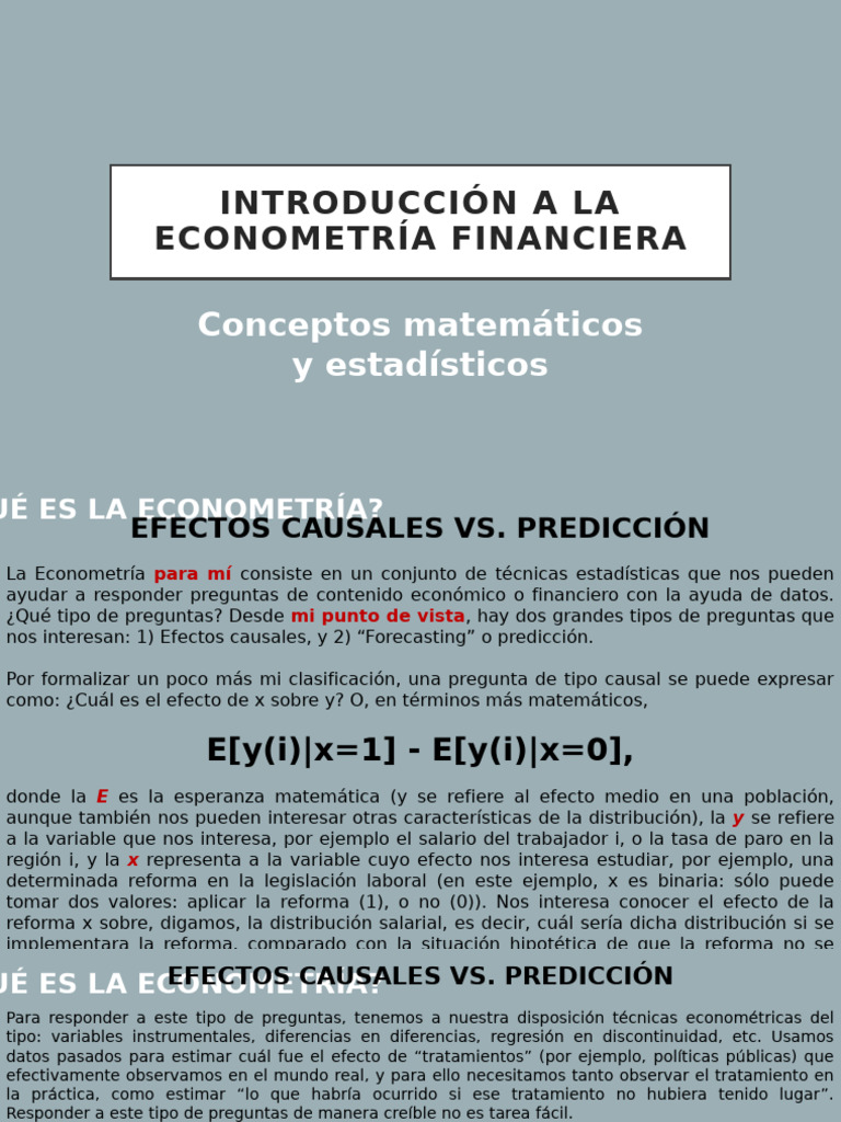 INTRODUCCIÓN A LA ECONOMETRÍA FINANCIERA (1) | PDF