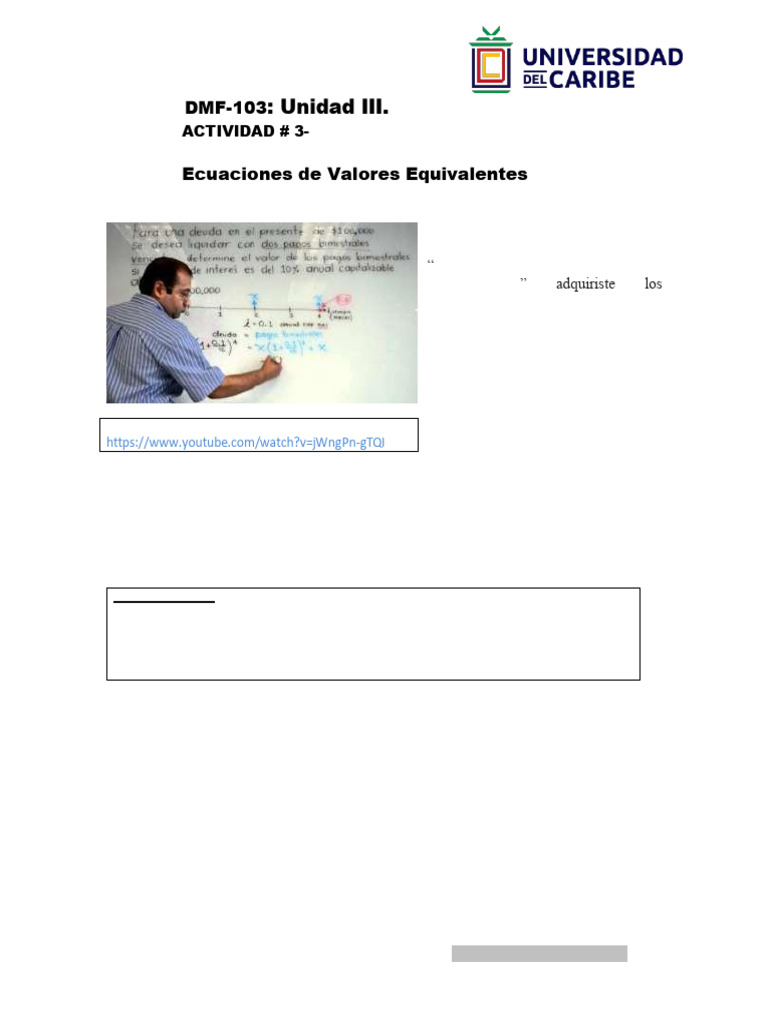 Actividad #3. Unidad 3, Matematica Financiera 1 LICELOT LUGO CONTRERAS | PDF