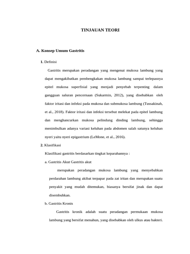 Tinjauan Teori Gastritis | PDF