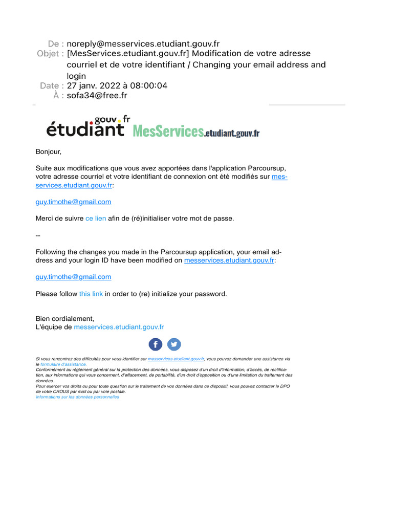 (MesServices - Etudiant.gouv - FR) Modification de Votre Adresse ...