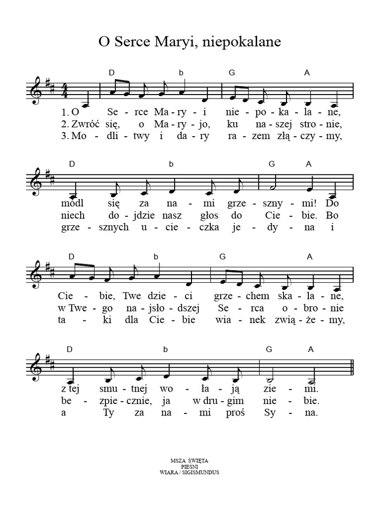 O Serce Maryi Niepokalane | PDF