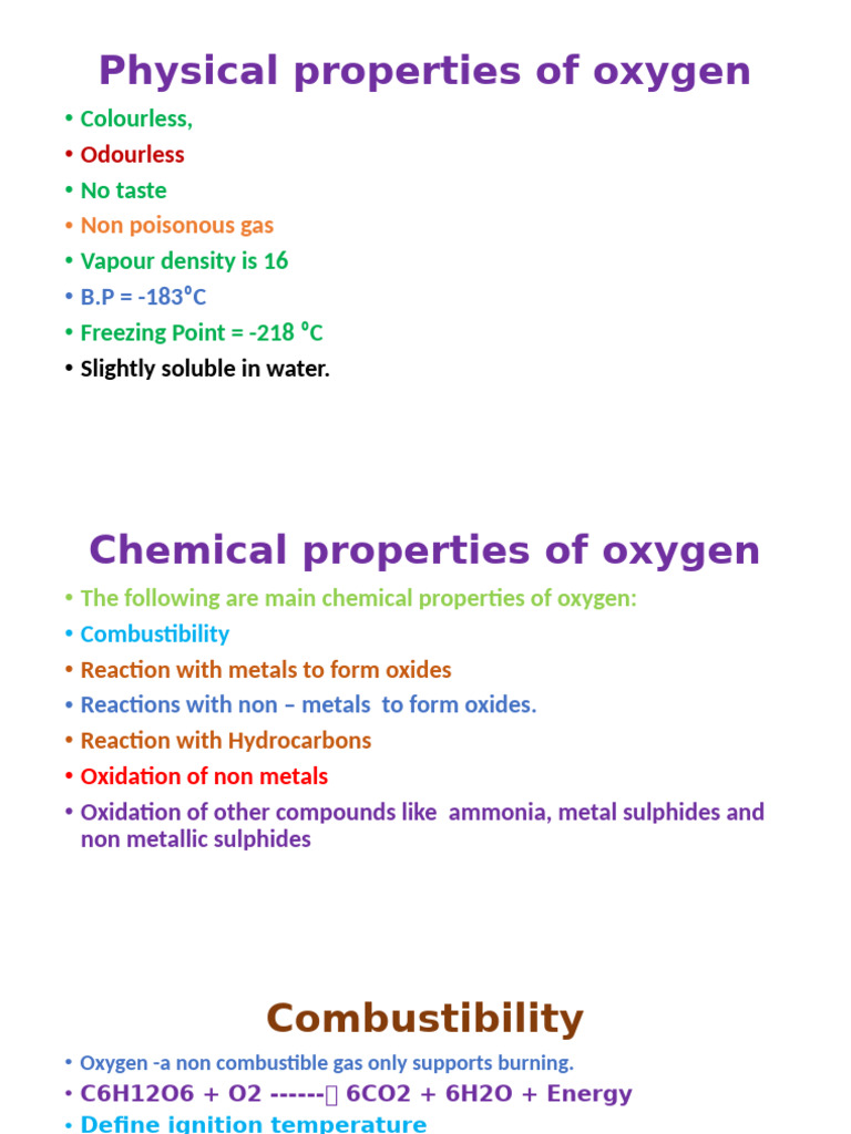 Chemical properties of oxygen store