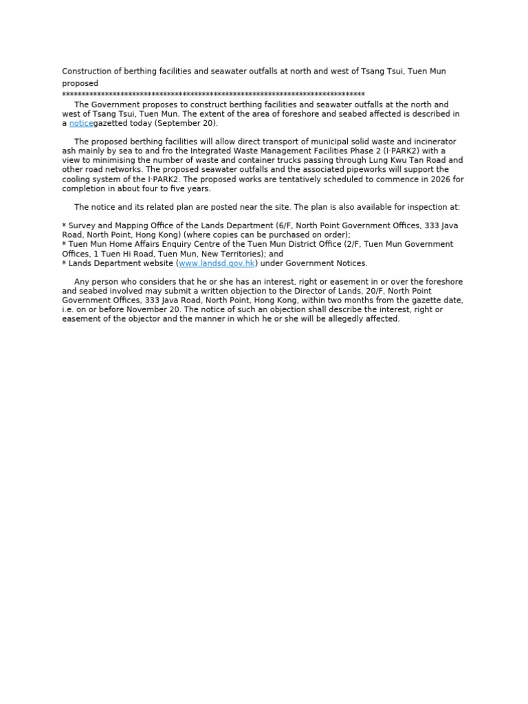 Construction of Berthing Facilities and Seawater Outfalls at North and ...