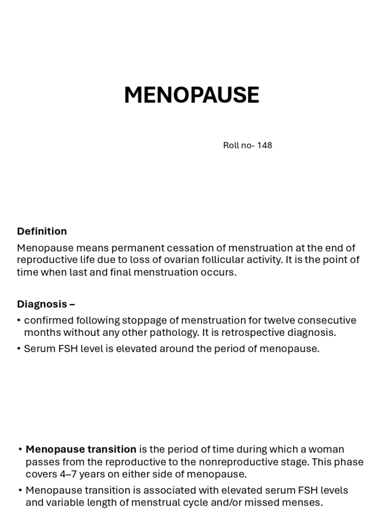 Menopause: Roll No-148 | PDF