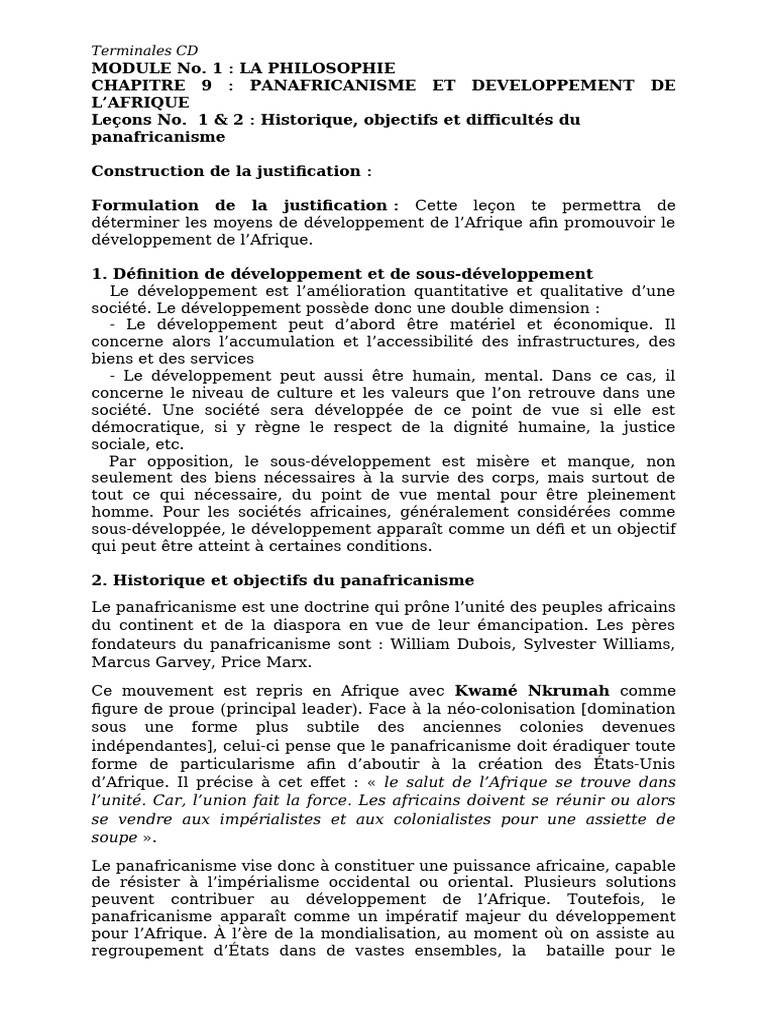 Leçon - Définition Des Concepts. Développement Et Sous-Développement | PDF