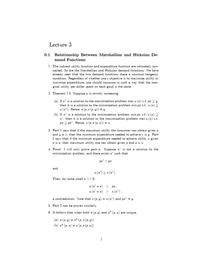 Marshallian vs Hicksian Demand Functions | PDF | Economic Surplus ...