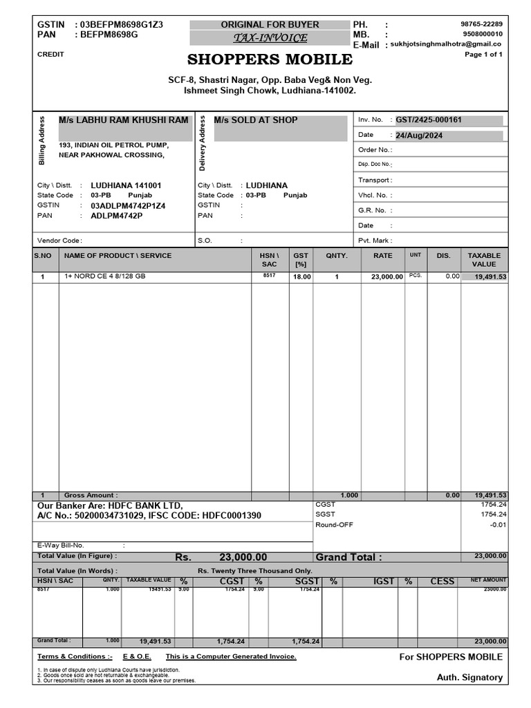 GST - 161 Labhu Ram Khushi Ram | PDF