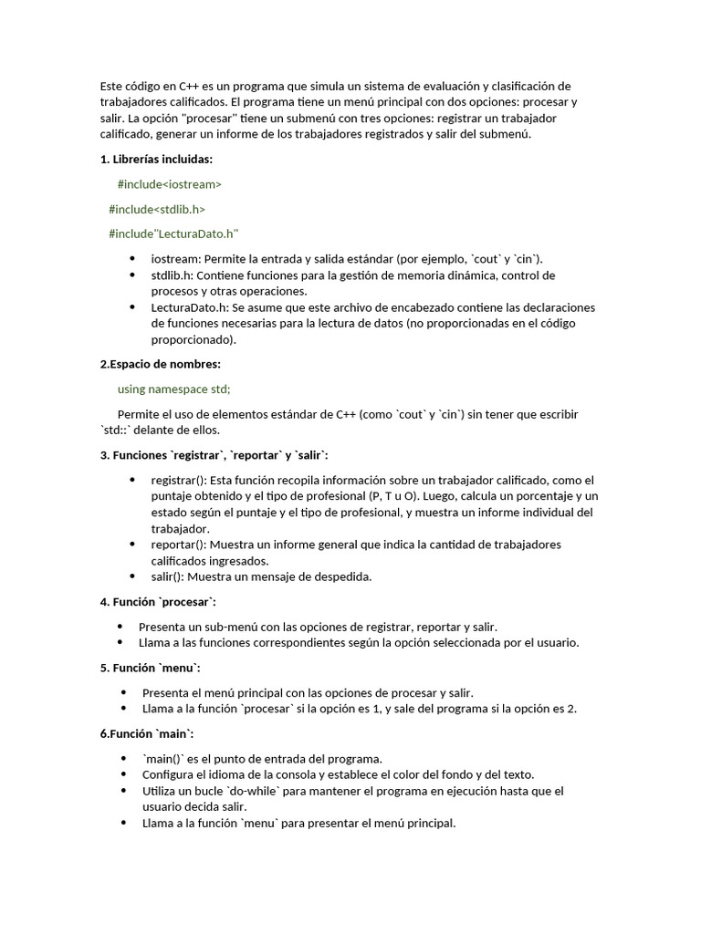 explicacion del codigo | PDF