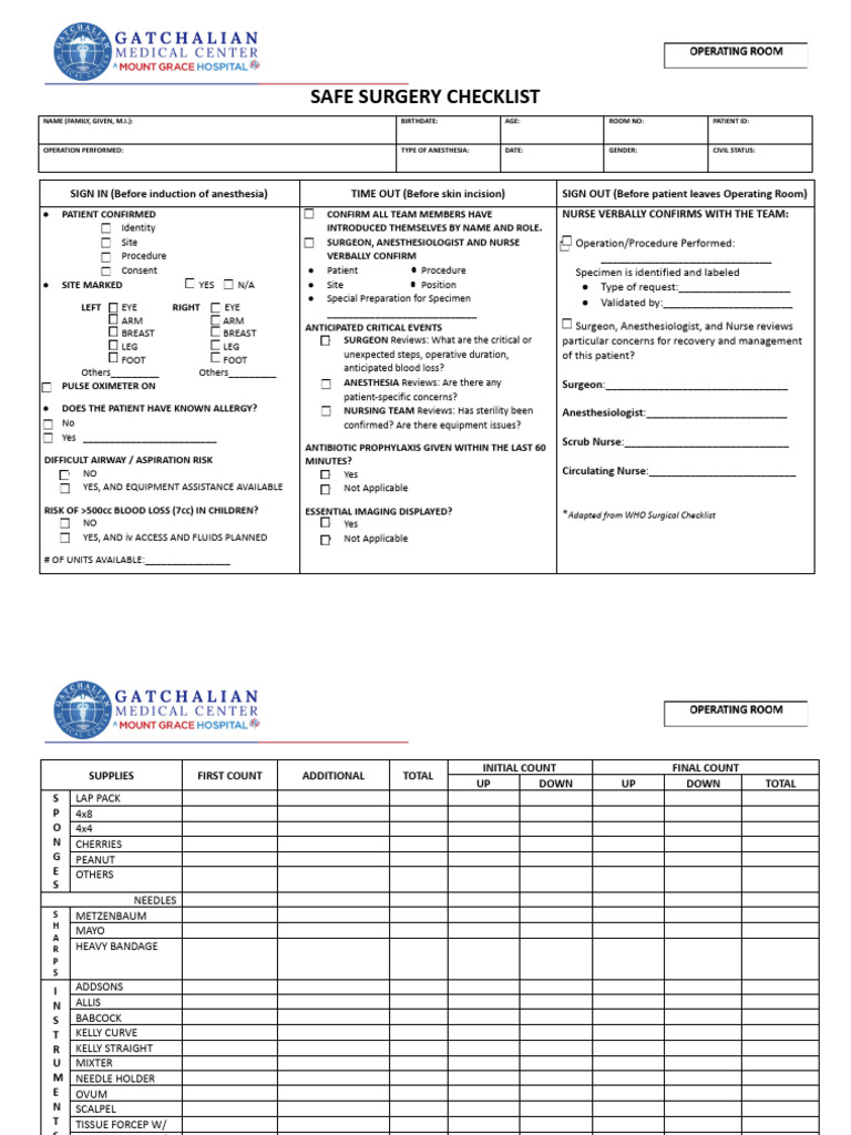 GMC-SAFE-SURGERY-CHECKLIST.docx | PDF