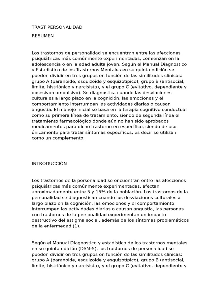 Trast Personalidad | PDF